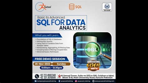 Youexcel Training On Linkedin Become Sql Specialist Watch Training Demo Admission Open Now