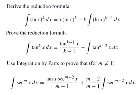 Solved Derive The Reduction Formula Prove The Reduction