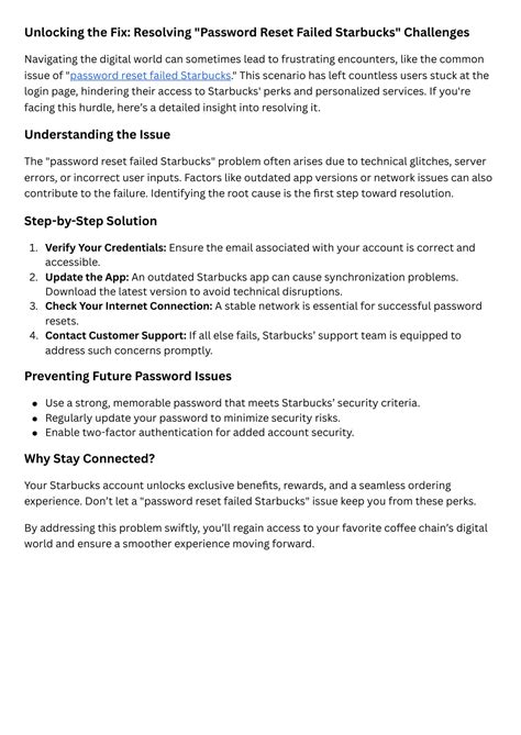 PPT Unlocking The Fix Resolving Password Reset Failed Starbucks Challenges PowerPoint