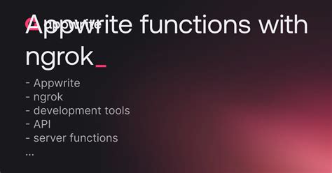 Appwrite Functions With Ngrok Threads Appwrite