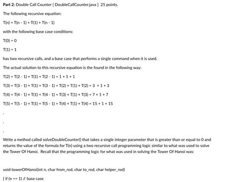 Solved Part Double Call Counter DoubleCallCounter Java Chegg Com
