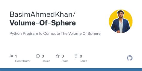 Github Basimahmedkhanvolume Of Sphere Python Program To Compute The