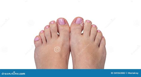Closeup Of Female Feet And Toes On White Background Healthy Feet