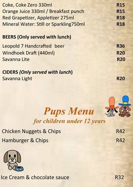 Menu At The Deck Restaurant Windmeul