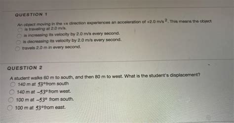 Solved QUESTION An Object Moving In The Direction Chegg
