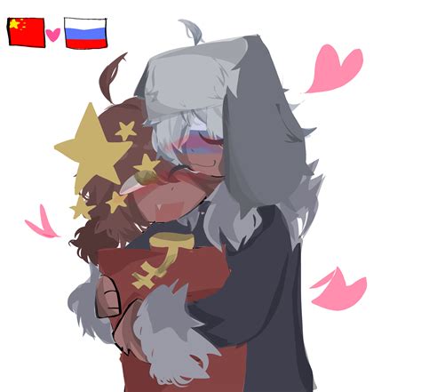 Rule 34 China Countryhumans Countryhumans Cute Hearts Hug Russia