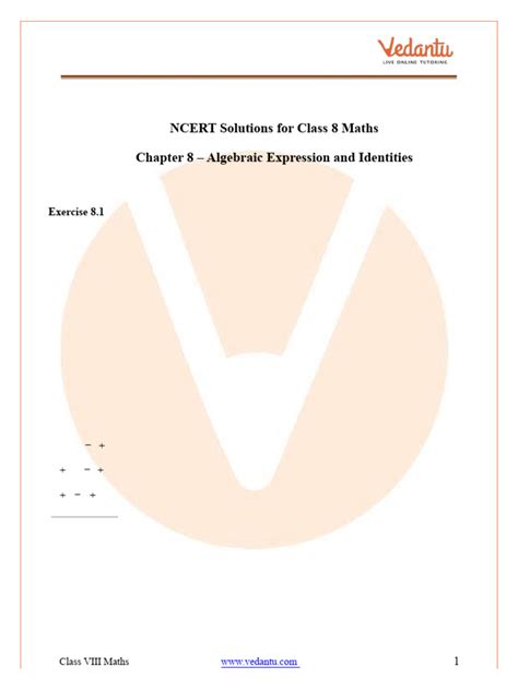 Ncert Solutions For Maths Exercise 81 Class 8 Chapter 8 Algebraic