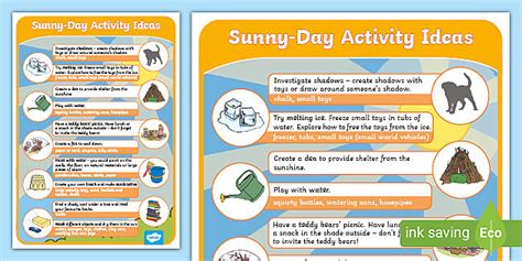Outdoor Learning Sunny Day Activity Ideas