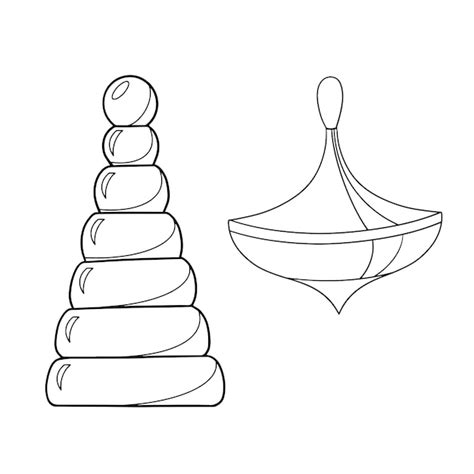 Ensemble Monochrome Dicônes Jouets Pour Petits Enfants Une Toupie Et