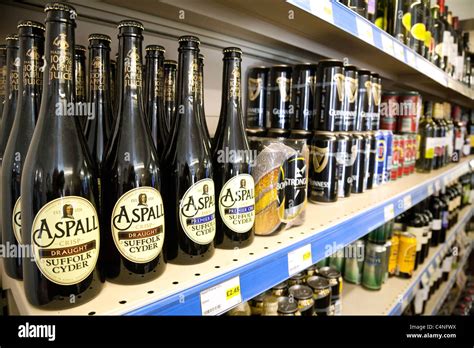 Bottles Of Aspall Cider And Cans Of Beer For Sale Orford Suffolk Uk