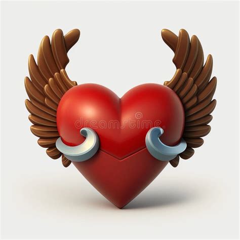 3d Render Pixar Style Red Hug Heart With Brown Stock Illustration Illustration Of Heart
