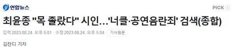 최윤종 목 졸랐다 시인…너클·공연음란죄 검색 유머 움짤 이슈 에펨코리아