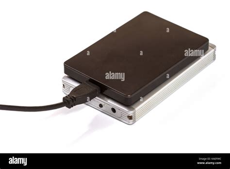 External Hard Drive With Usb Cable On White Stock Photo Alamy