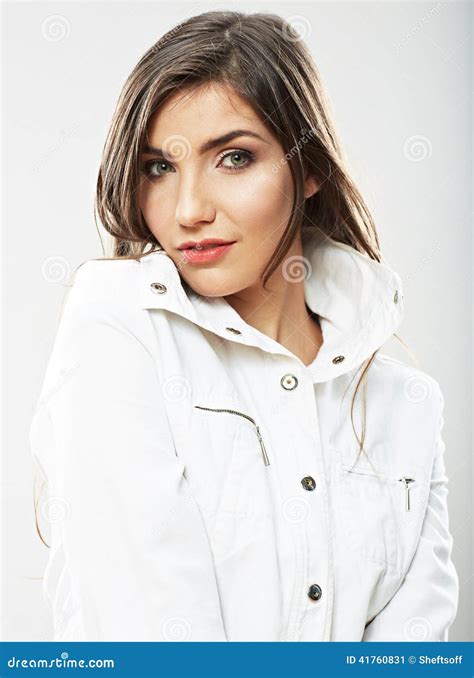 Beauty Woman Face Close Up Portrait Young Female Model Poses Stock