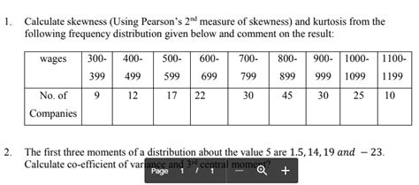 Solved Calculate Skewness Using Pearson S Nd Measure Of Chegg