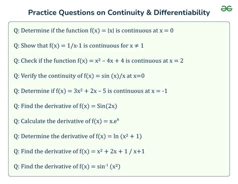Practice Questions On Continuity And Differentiability GeeksforGeeks