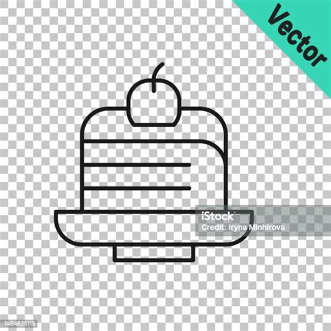 투명 한 배경에 격리 된 케이크 아이콘의 검은 선 조각입니다 생일 축하해요 벡터 검은색에 대한 스톡 벡터 아트 및 기타 이미지 검은색 공휴일 귀여운 Istock
