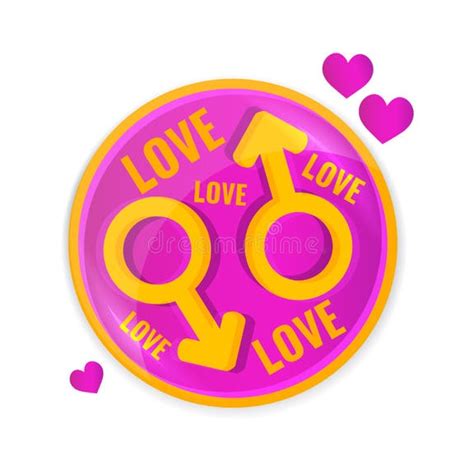 Love Concept Circle Lable With Symbols Of Different Sex Stock Vector