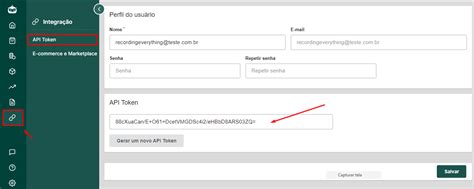 como gerar o api token integrações awise