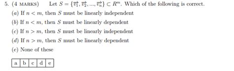 Solved MARKS Let S V V Vn Rm Which Of The Chegg Com