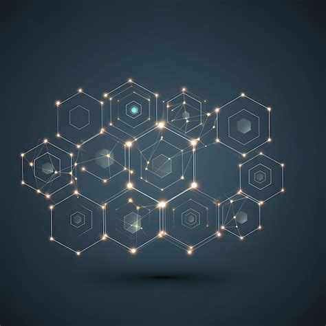 Abstract Hexagonal Blockchain Network Background Premium Ai Generated