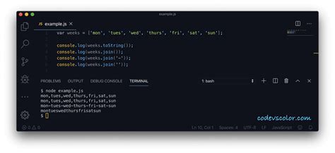 Javascript Join Tostring Example To Convert Array To String Codevscolor