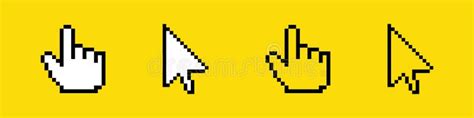 Pixelated Cursor Icons On Yellow Background Stock Vector Illustration