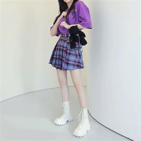 당일출고🚀누적 800장 소프트 팝 퍼플 체크 스커트 에이블리