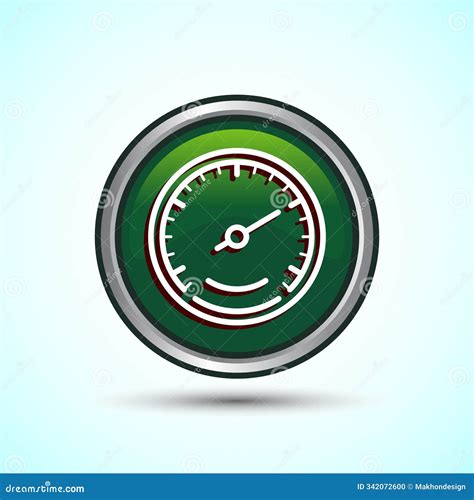 Speedometer Icon Design Illustration Speed Indicator Sign Symbol Green Color Round Button