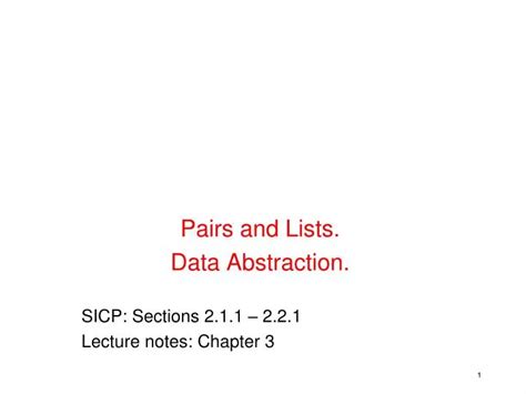 Ppt Pairs And Lists Data Abstraction Sicp Sections 211 221