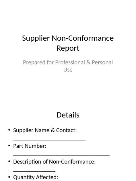 Supplier Non Conformance Report Pdf