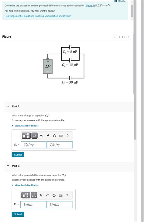 Solved Determine The Charge On And The Potential Difference