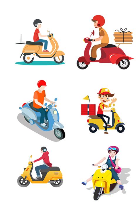 时尚外卖电动车摩托车免抠元素