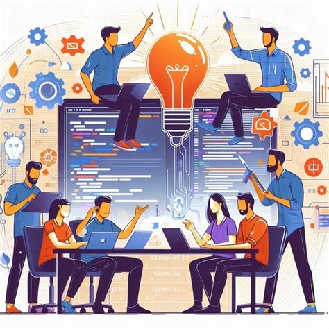 Software Development Team Collaboration Premium AI Generated Image
