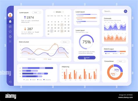 dashboard ui infographic data graphic and chart screen with business analytics admin
