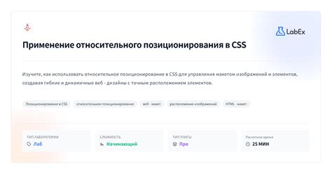 Применение относительного позиционирования в Css Labex