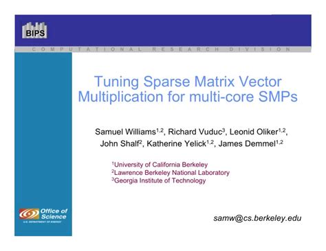 Ppt Tuning Sparse Matrix Vector Multiplication For Multi Core Smps