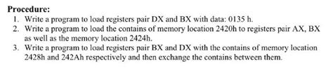 Solved Procedure 1 Write A Program To Load Registers