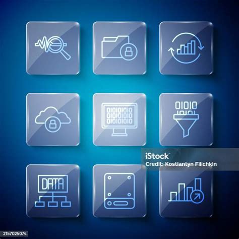 Set Line Data Analysis Server Financial Growth Pie Chart Infographic