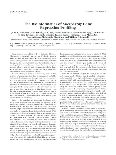 pdf the bioinformatics of microarray gene expression profiling
