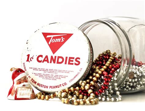 Vintage Toms Candy Jar Vintage Counter Display Vintage Advertising Glass Jar Vintage Candy