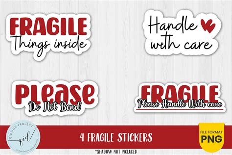 4 Fragile Stickers For Packaging Graphic By Qidsign Project · Creative Fabrica
