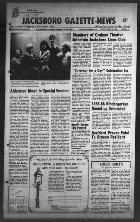 Jacksboro Gazette News Jacksboro Tex Vol One Hundred And Fourth