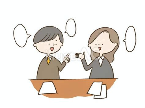 会議で意見を交換する男女イラスト No 25135252｜無料イラスト・フリー素材なら「イラストac」