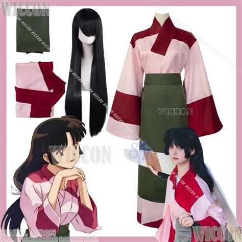 Sango Cosplay Anime Costume Japanese Retro Kimono Long Dress Cartoon