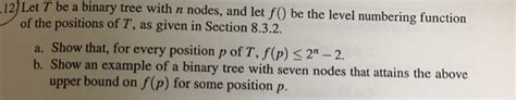 Solved About Tree Structures Let T Be A Binary Chegg Com