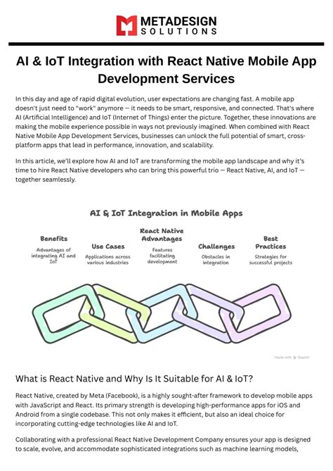 Ppt Ai And Iot Integration With React Native Mobile App Development Services Powerpoint