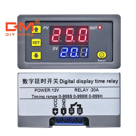 DIYMORE Dc V A W Time Timing Delay Relay Module Cycle Timer Digital Led Dual Display