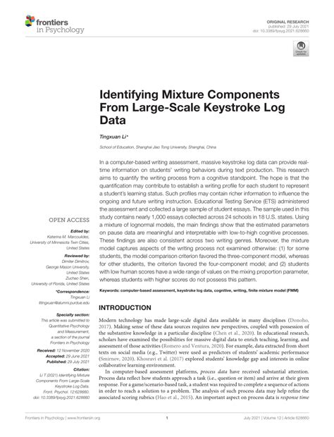 pdf identifying mixture components from large scale keystroke log data