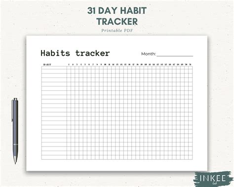 31 Day Habit Tracker Habits Printable Habits Tracker Etsy In 2022 Planner Pages Habit